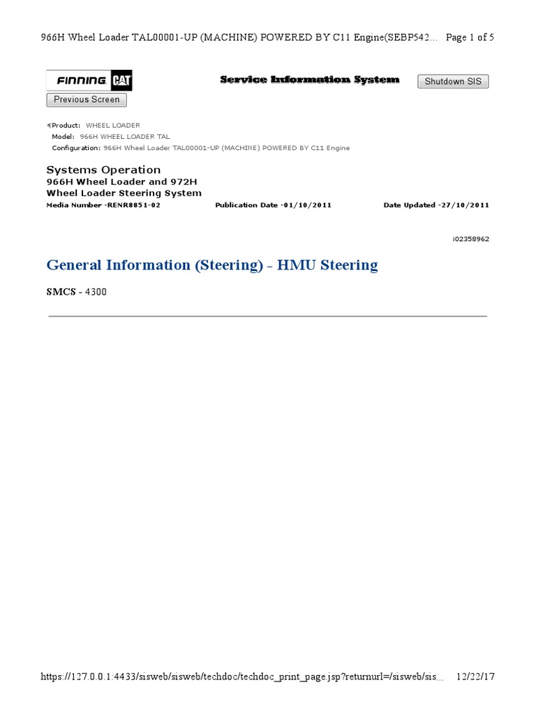 General Information (Steering) - HMU Steering: Systems Operation | PDF ...