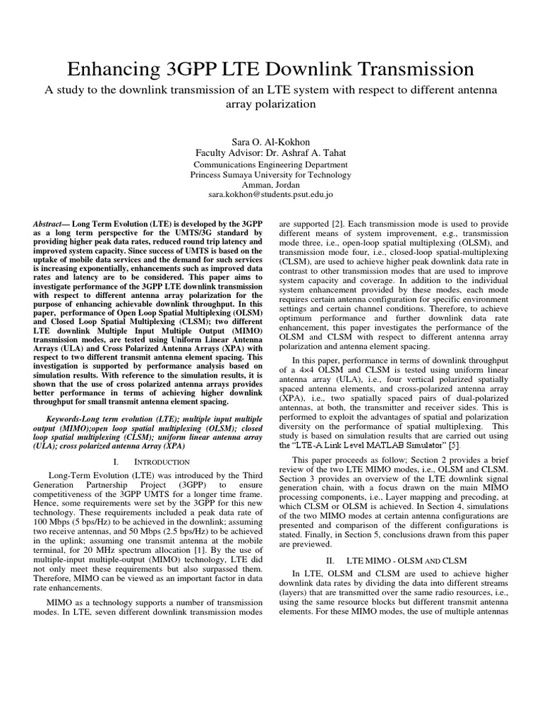 Enhancing 3gpp Lte Downlink Transmission PDF | PDF | Mimo | Antenna (Radio)