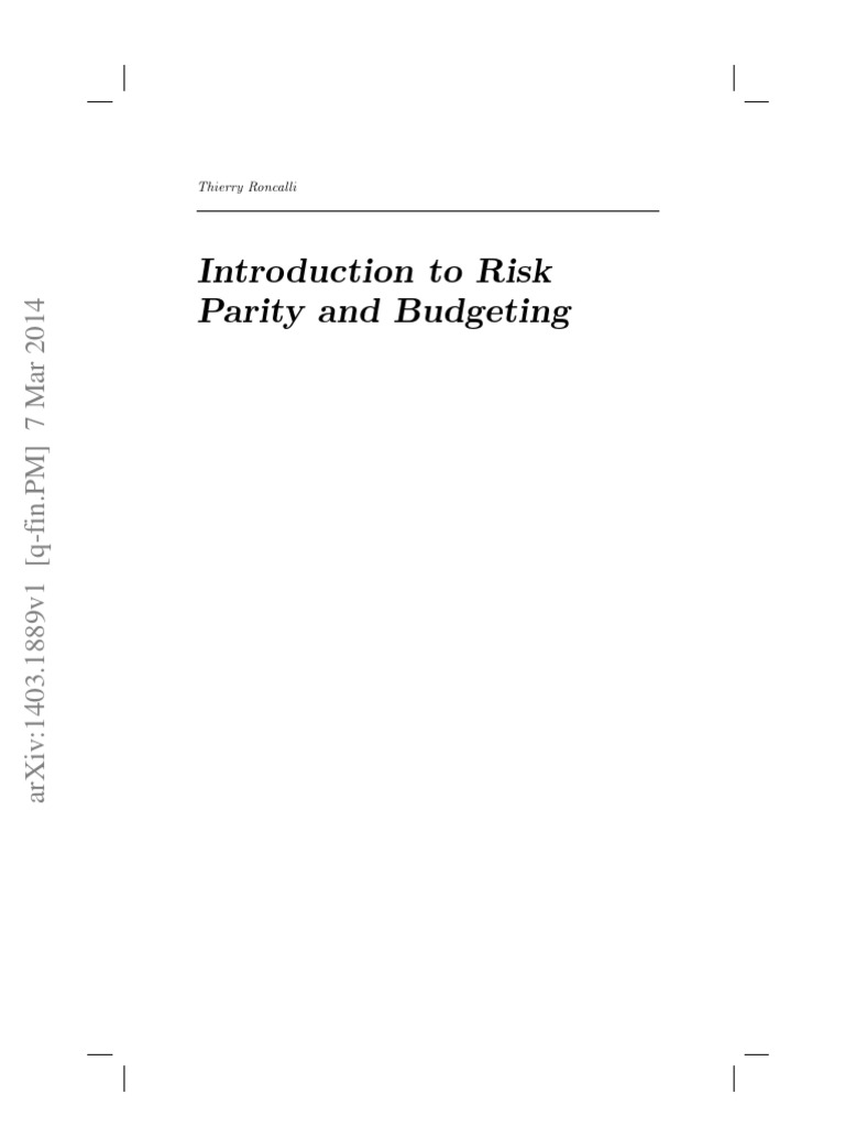 Roncalli Introduction To Risk Parity and Budgeting PDF | PDF | Beta ...