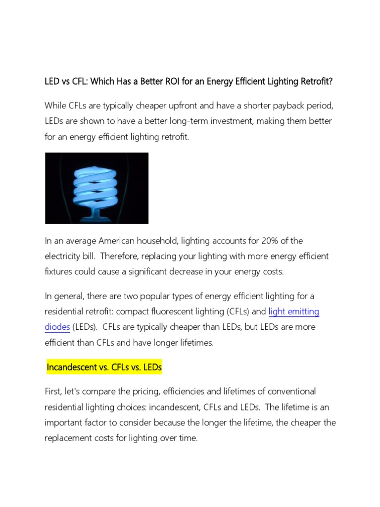 LED Vs CFL Study Energy Efficiency | PDF | Compact Fluorescent Lamp ...