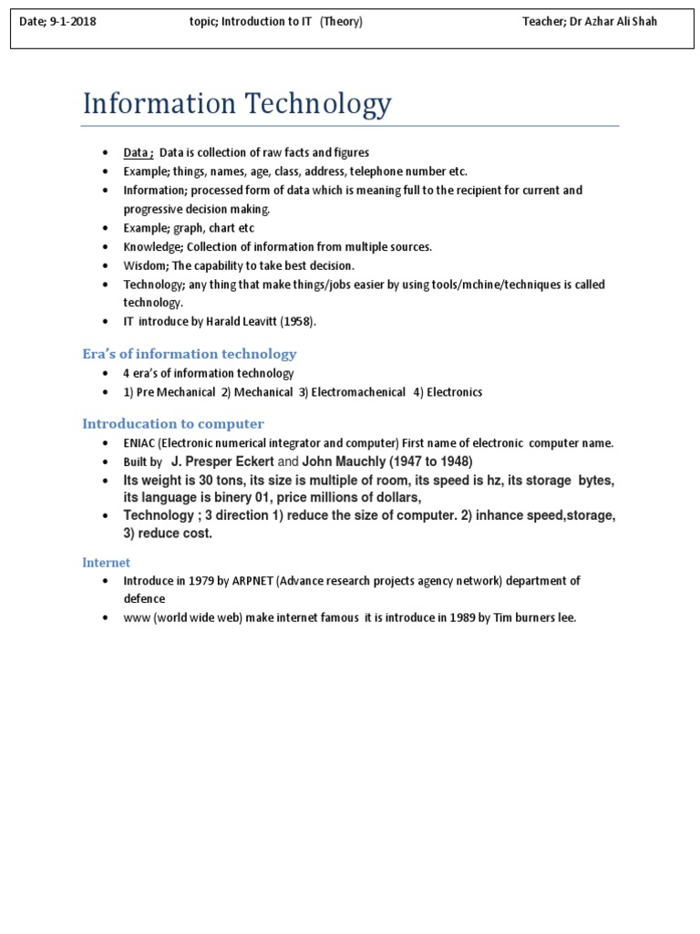 Introduction to Information Technology | PDF | Computers