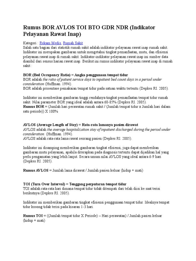 Rumus BOR AVLOS TOI BTO GDR NDR | PDF | Pengelolaan Keuangan & Uang