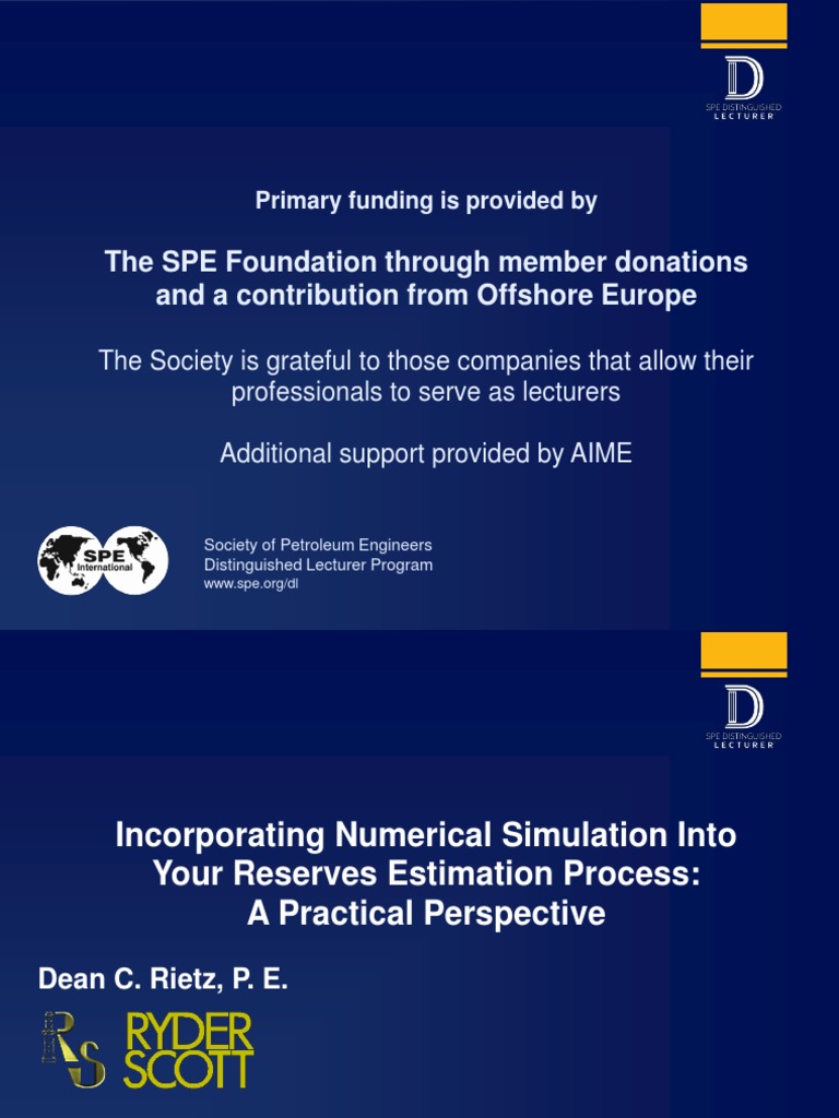 Incorporating Numerical Simulation Into Your Reserves Estimation Process Rietz Dean | PDF ...