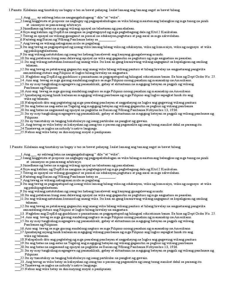 Post Test Grade 11-Ist Grading | PDF