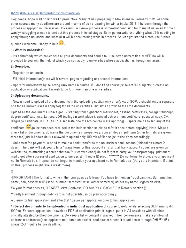 Uniassist VPD Procedure | PDF | Courier | Business