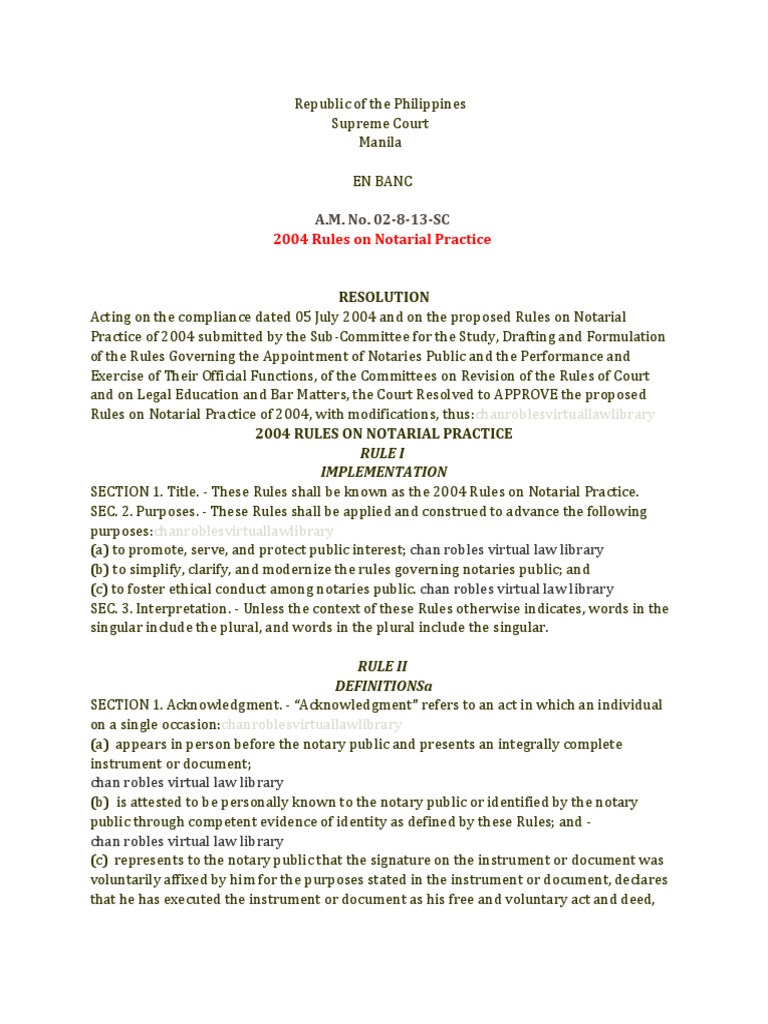 2004 Rules On Notarial Practice: Resolution | PDF | Notary Public ...