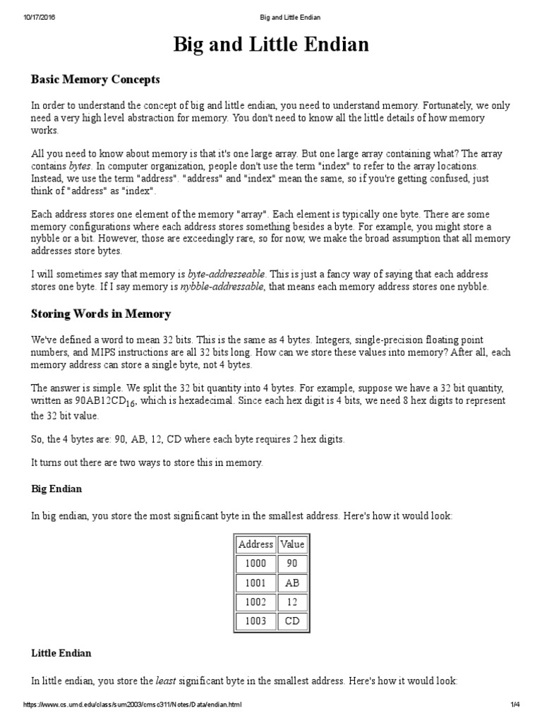 Big and Little Endian | PDF | Array Data Structure | String (Computer Science)