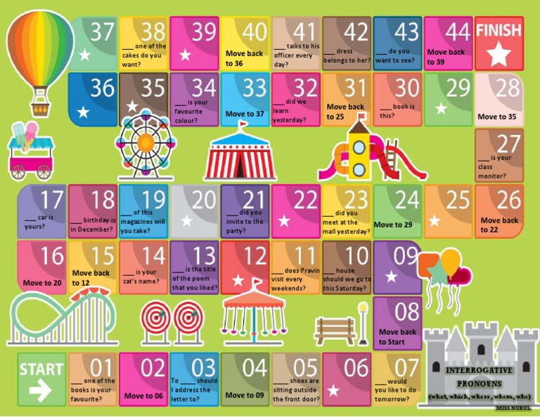 Interrogative Pronouns Board Game | PDF