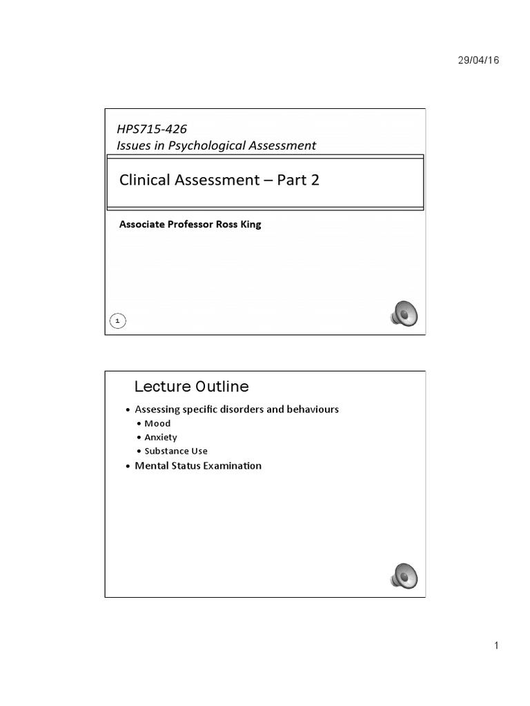 Clinical Assessment Part 2 2 Slides | PDF | Major Depressive Disorder ...