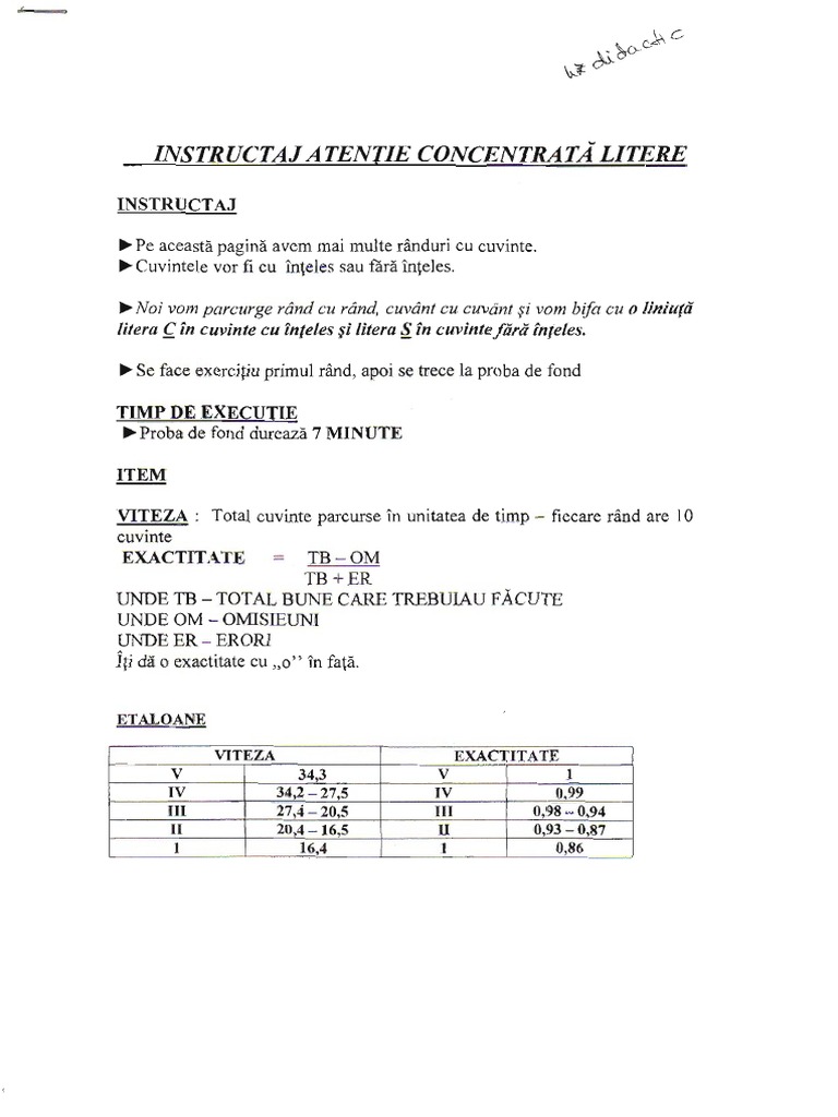 Test Atentie Concentrata Litere | PDF