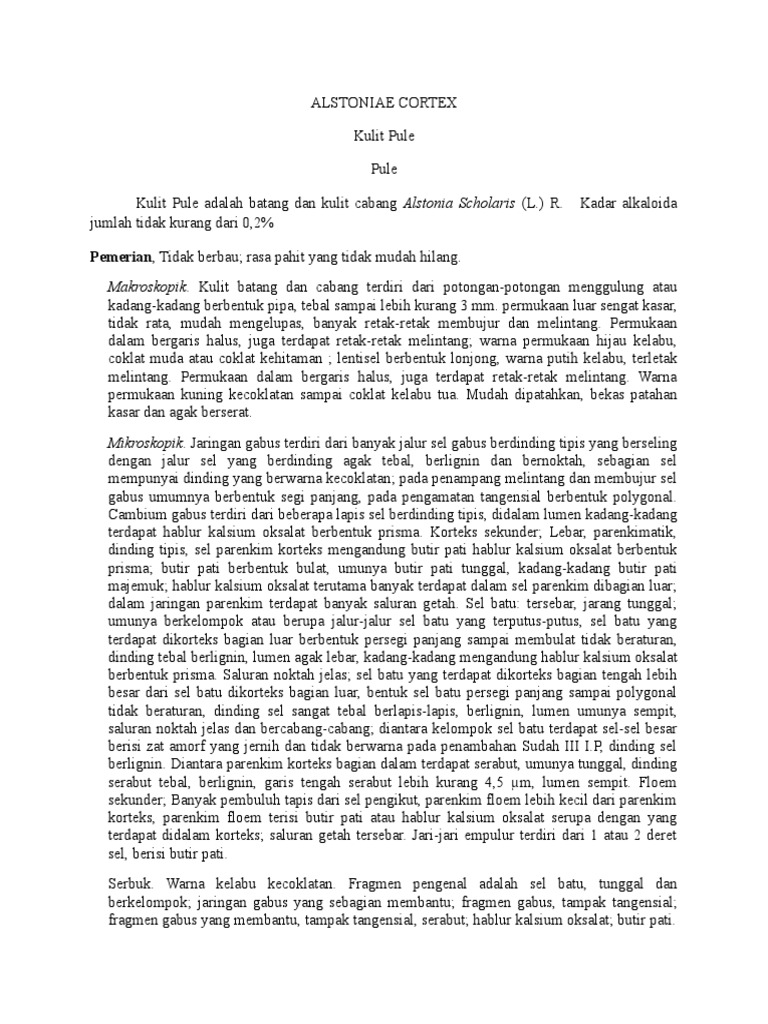 Alstoniae Cortex | PDF