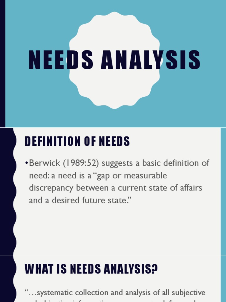 Needs Analysis | PDF | Information | Learning