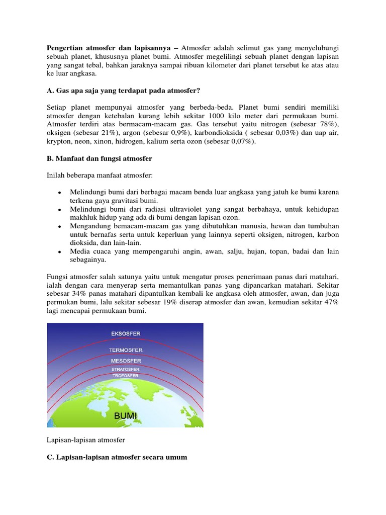 Pengertian Atmosfer Dan Lapisannya | PDF Pengertian Atmosfer Dan Lapisannya | PDF
