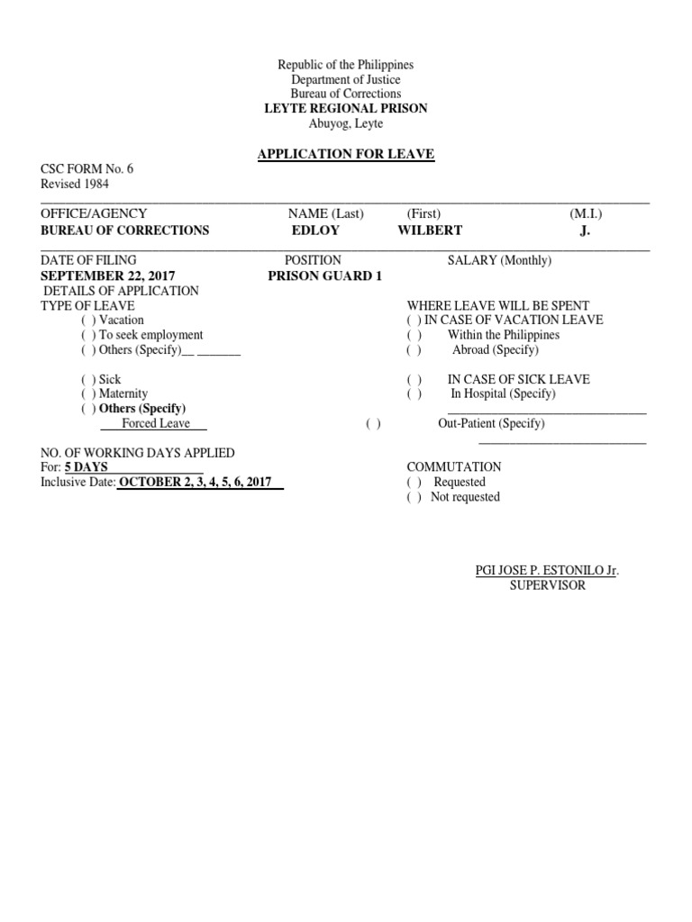 Leave Form Half | PDF