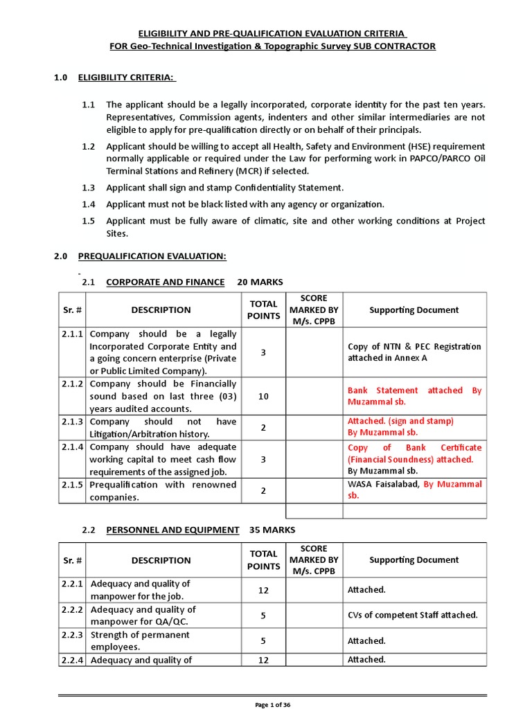 Pre Qualification Record Geotechnical Survey | PDF | Geotechnical ...