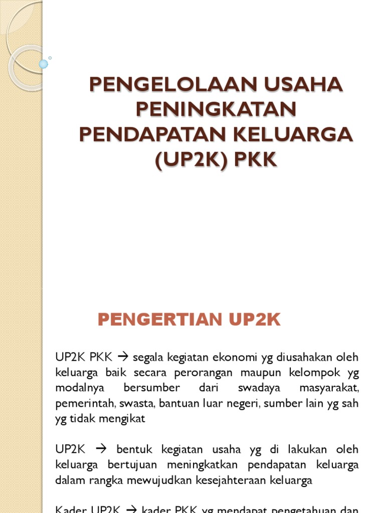 Pengelolaan UP2K untuk Kesejahteraan Keluarga | PDF