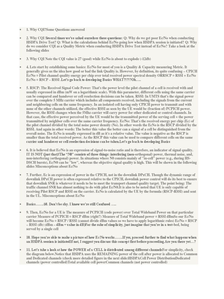 RSCP Rssi Ec - No.... | PDF | High Speed Packet Access | Signal To ...