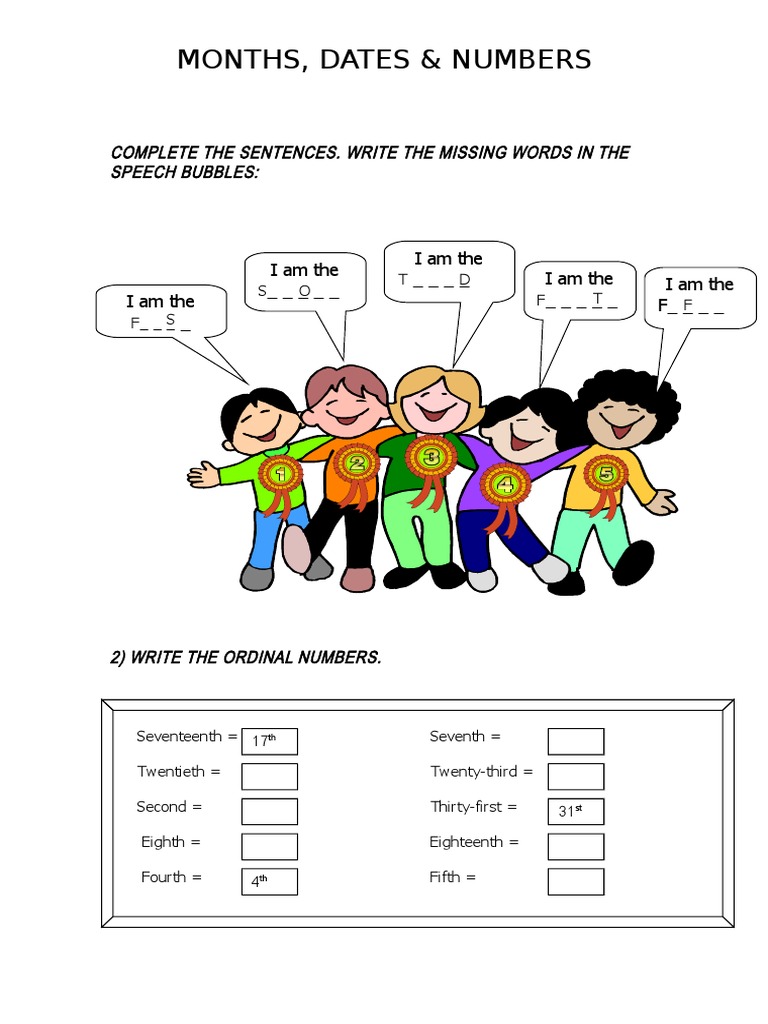 Ordinal Numbers and Months Worksheet | PDF | Unrest
