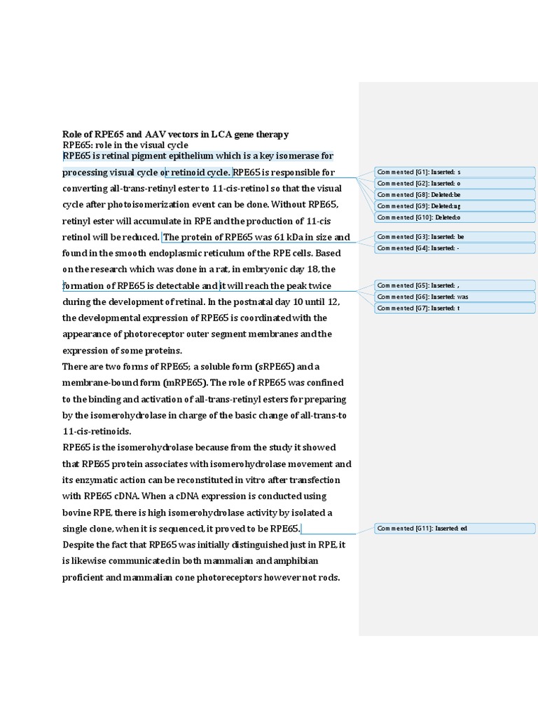 Role of RPE65 and AAV Vectors in LCA Gene Therapy | Download Free PDF ...