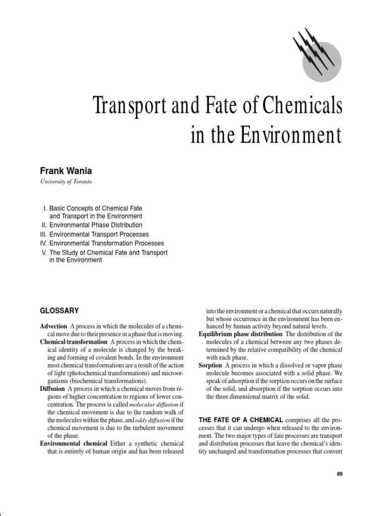 Transport and Fate of Chemicals in The Environment | PDF | Phase ...