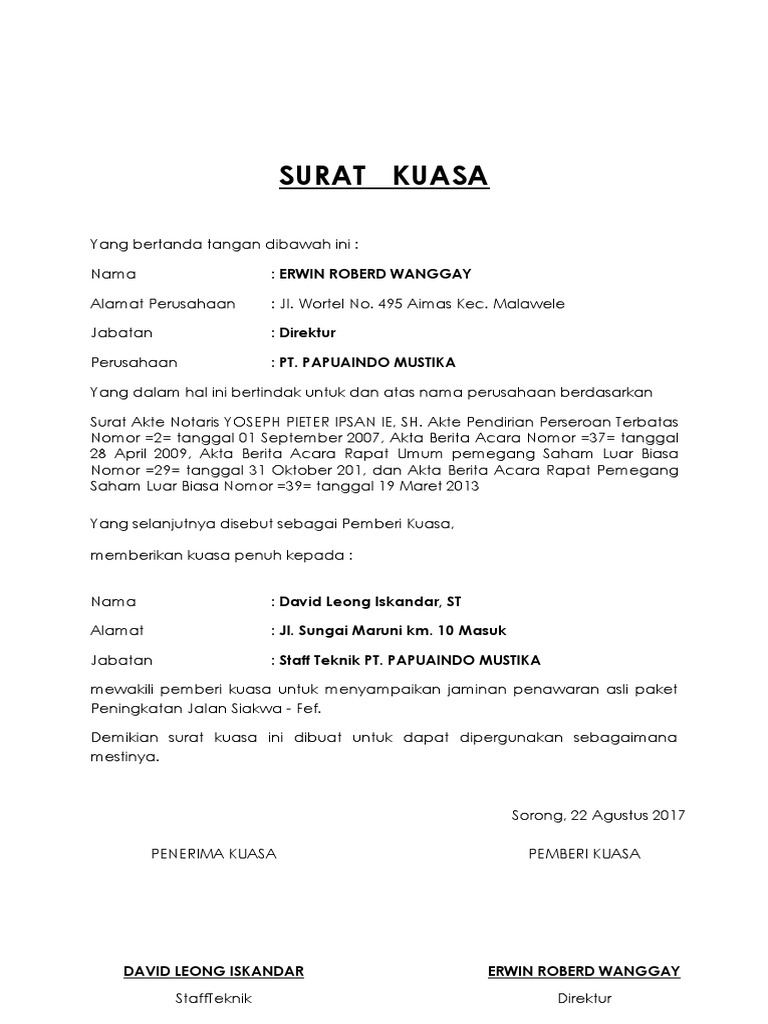 Surat Kuasa | PDF