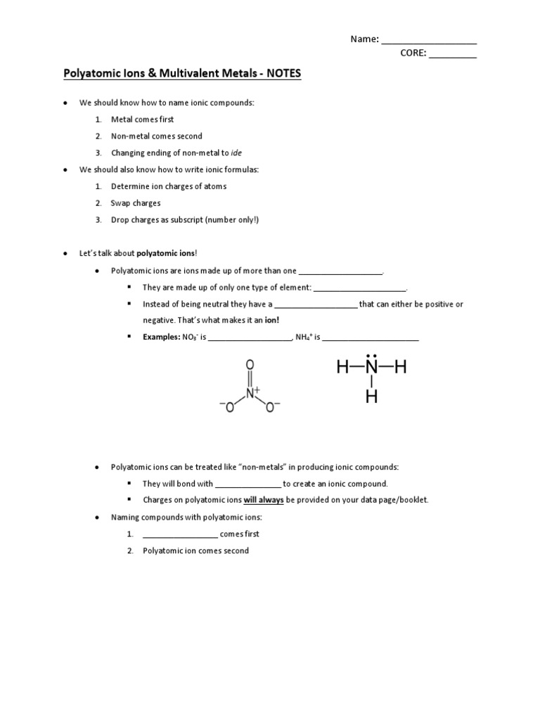 Polyatomic Ions and Multivalent | PDF | Ion | Chemical Compounds