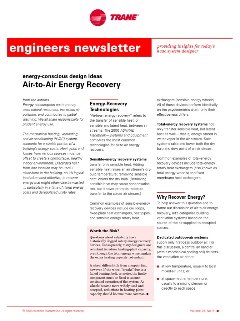 Trane Air-to-Air Energy Recovery En29-05 PDF | Download Free PDF | Hvac ...