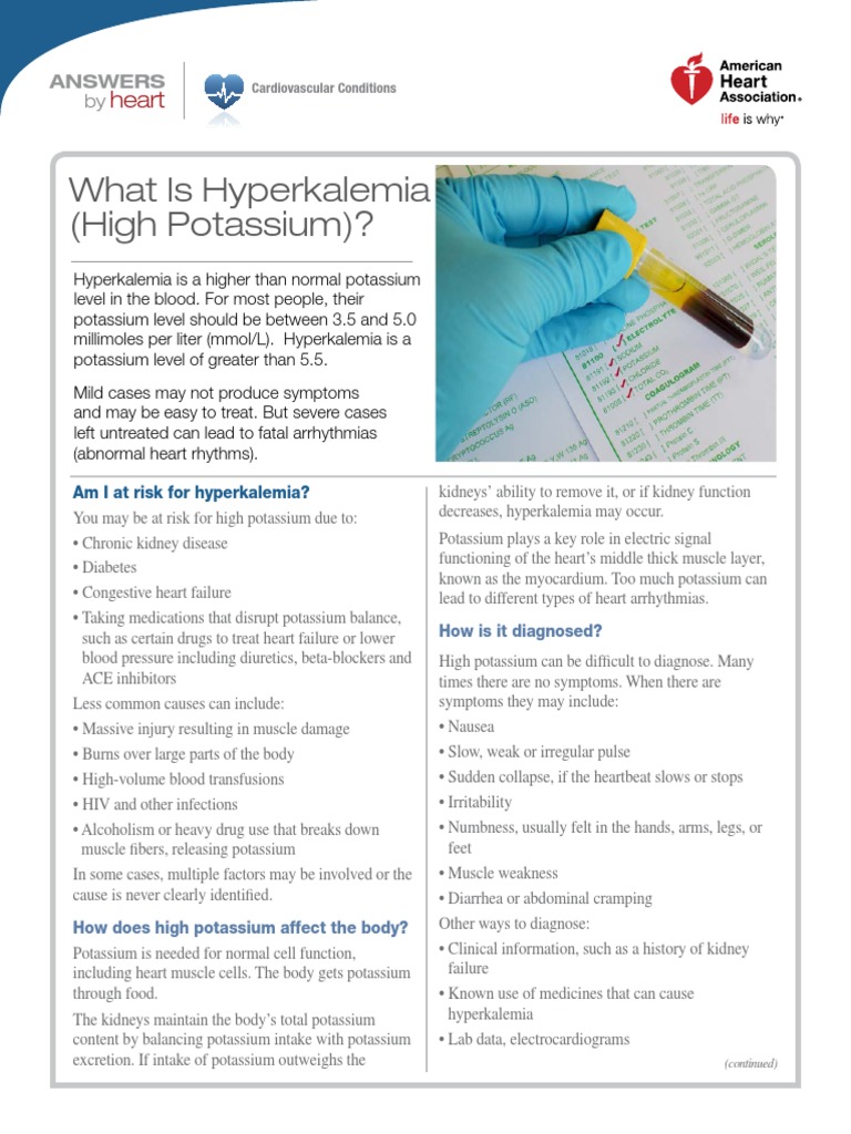 What Is Hyperkalemia (High Potassium) ?: Heart | PDF | Potassium | Diet ...