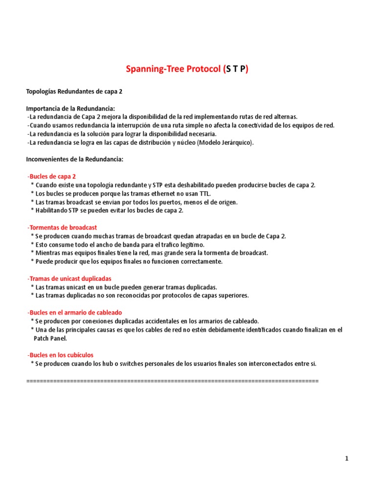 STP Resumen | PDF | Ingeniería Informática | Redes de computadoras