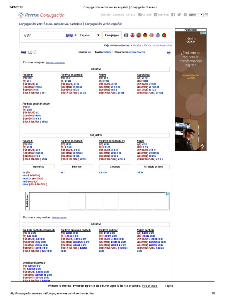 Conjugación Verbo Ver en Español - Conjugador Reverso | PDF ...