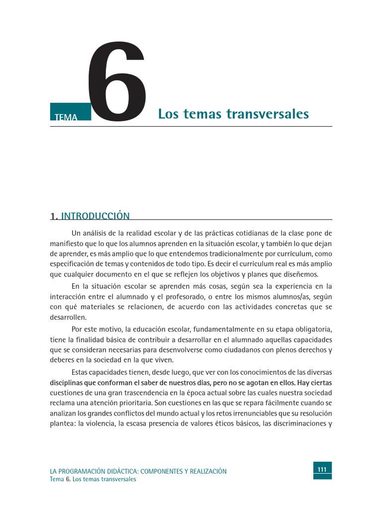Los Temas Transversales | PDF | Plan de estudios | Evaluación