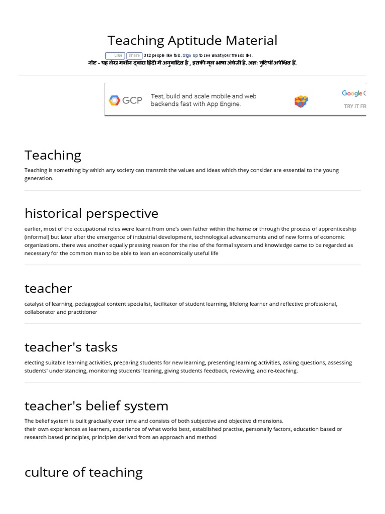 Teaching Aptitude Material | PDF | Constructivism (Philosophy Of ...