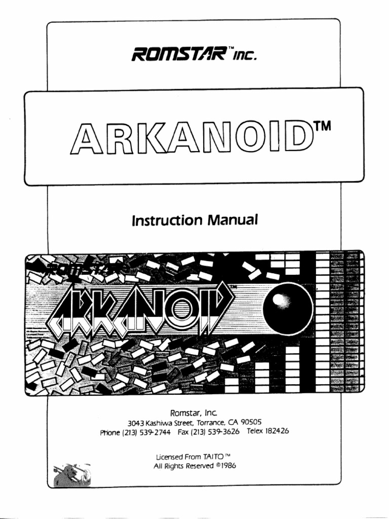 Arkanoid, Instruction Manual | PDF | Interactive Art | Video Game Companies