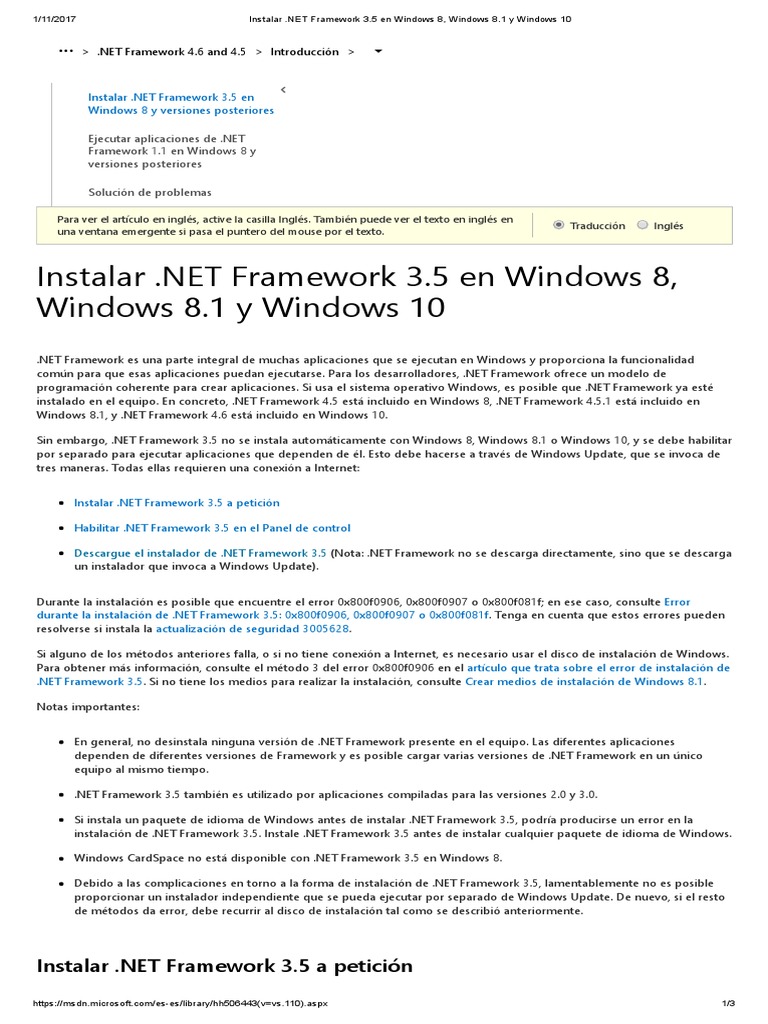 Instalar .NET Framework 3.5 en Windows 8, Windows 8 | PDF | Windows 10 ...