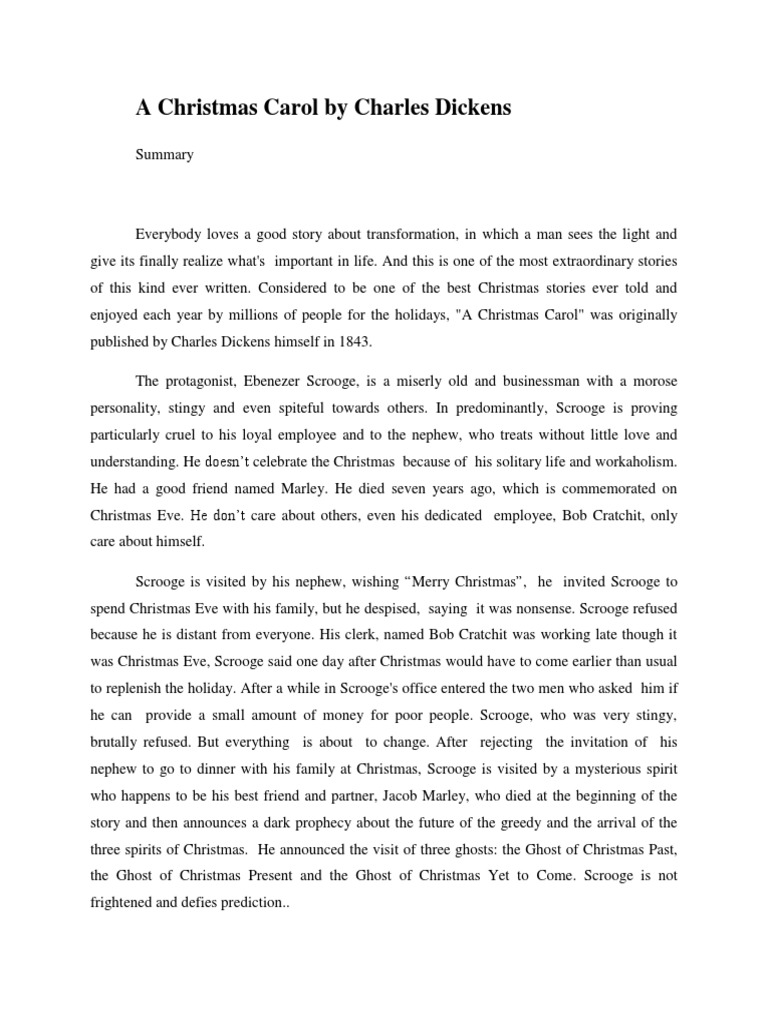 Summary of A Christmas Carol | PDF | Ebenezer Scrooge | A Christmas Carol