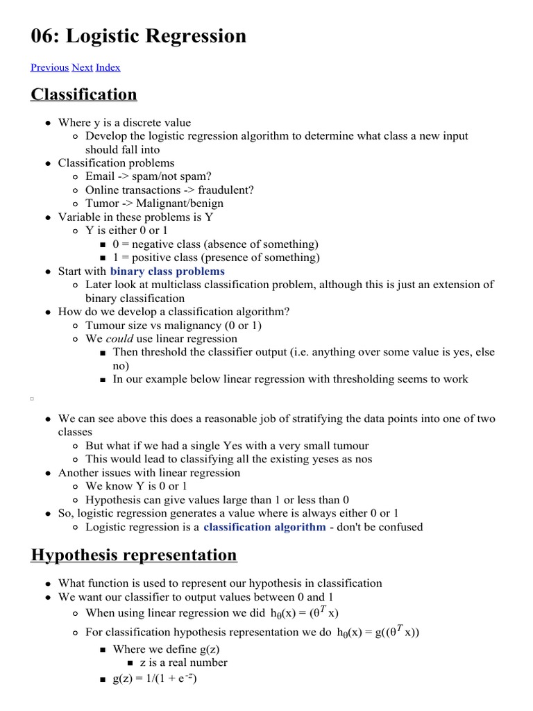 06 Logistic Regression PDF | PDF | Loss Function | Statistical Classification