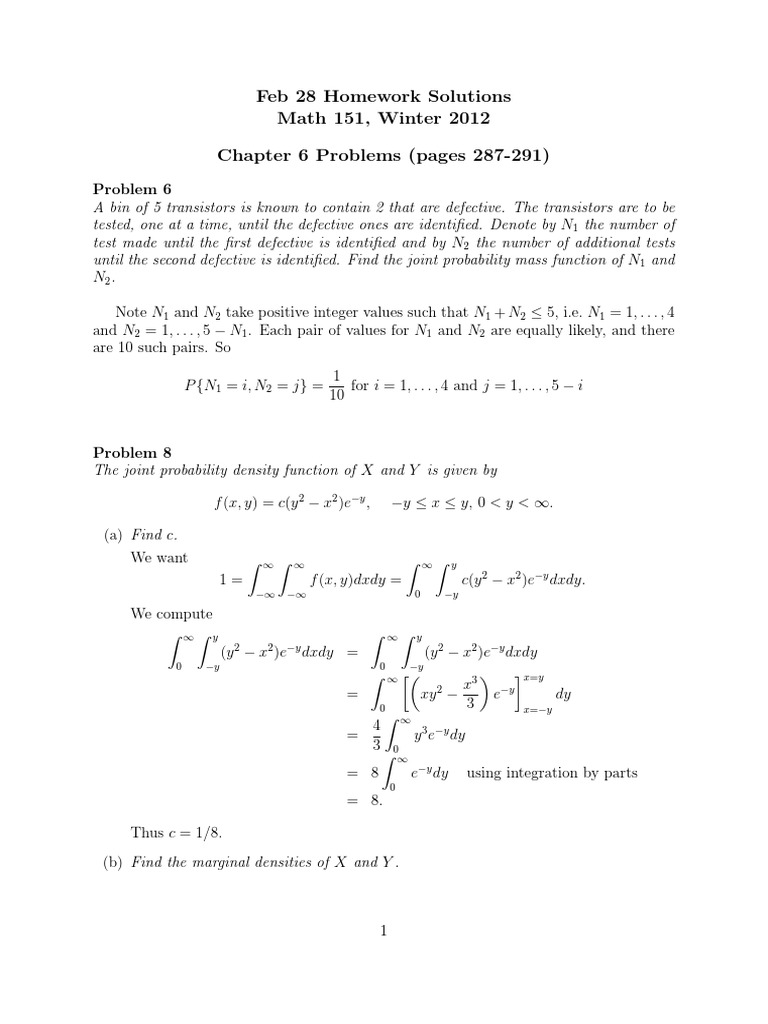 Feb 28 Homework Solutions Math 151, Winter 2012 Chapter 6 Problems ...