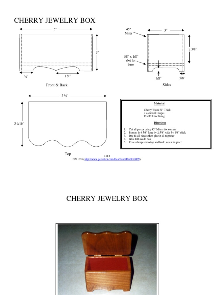 Woodworking Plans - Cherry Jewelry Box | PDF