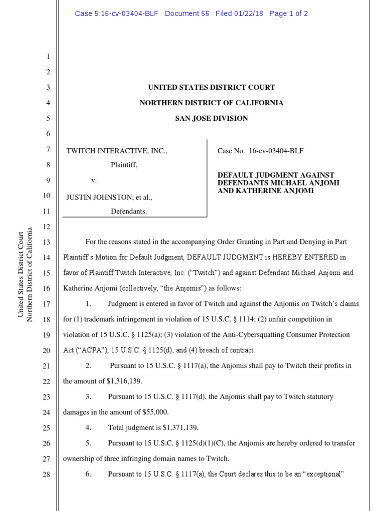 United States District Court Northern District of California San Jose ...
