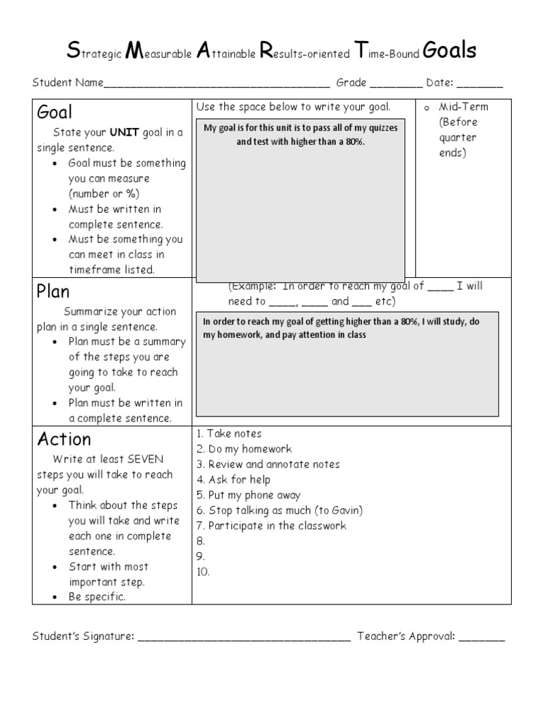 Student Edit Template For Smart Goals | PDF | Psychology | Teaching