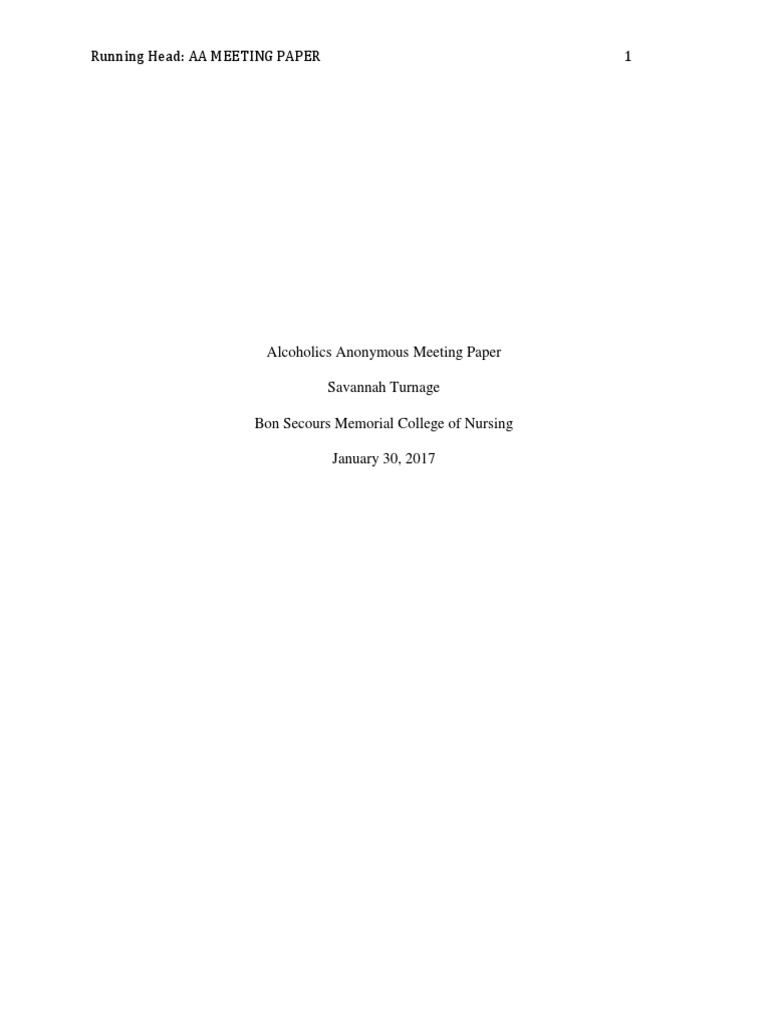 Aa Paper | PDF | Alcoholics Anonymous | Medicine