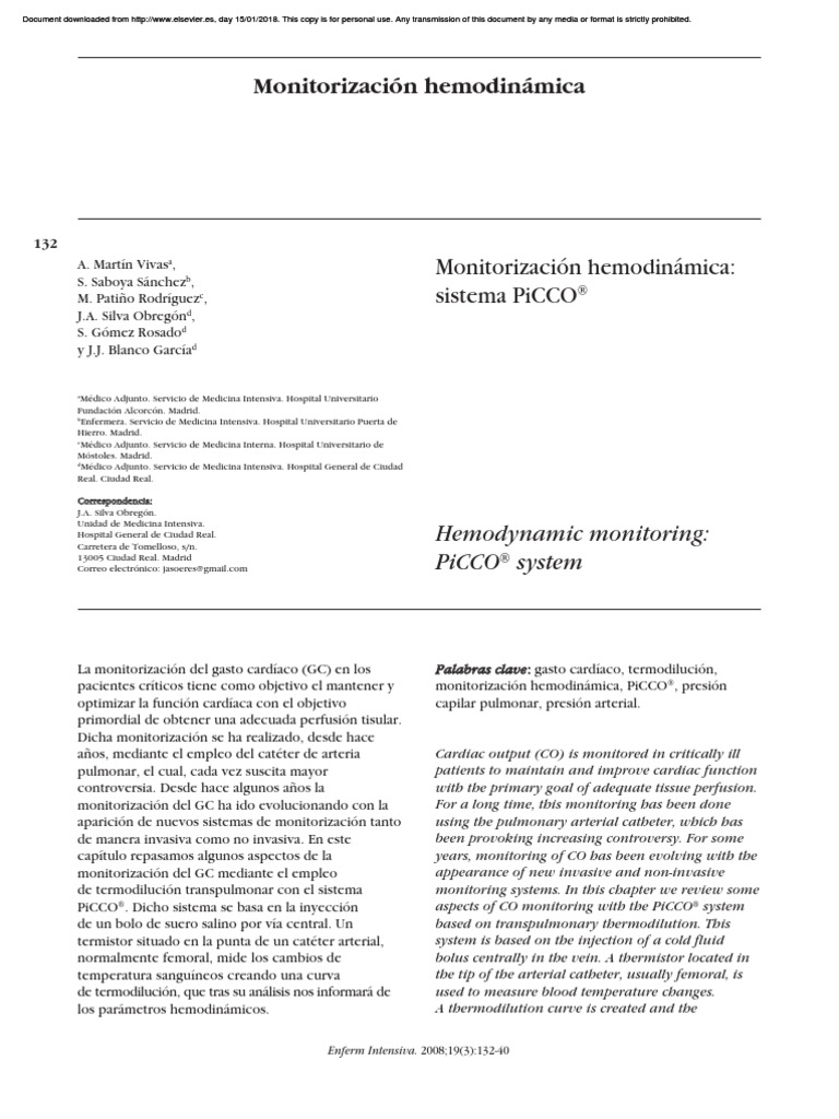 Sistema Picco | PDF | Hemodinámica | Corazón