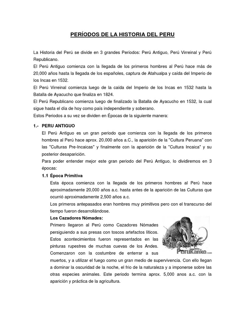 Períodos de la Historia del Perú | PDF | Francisco Pizarro | Imperio Inca