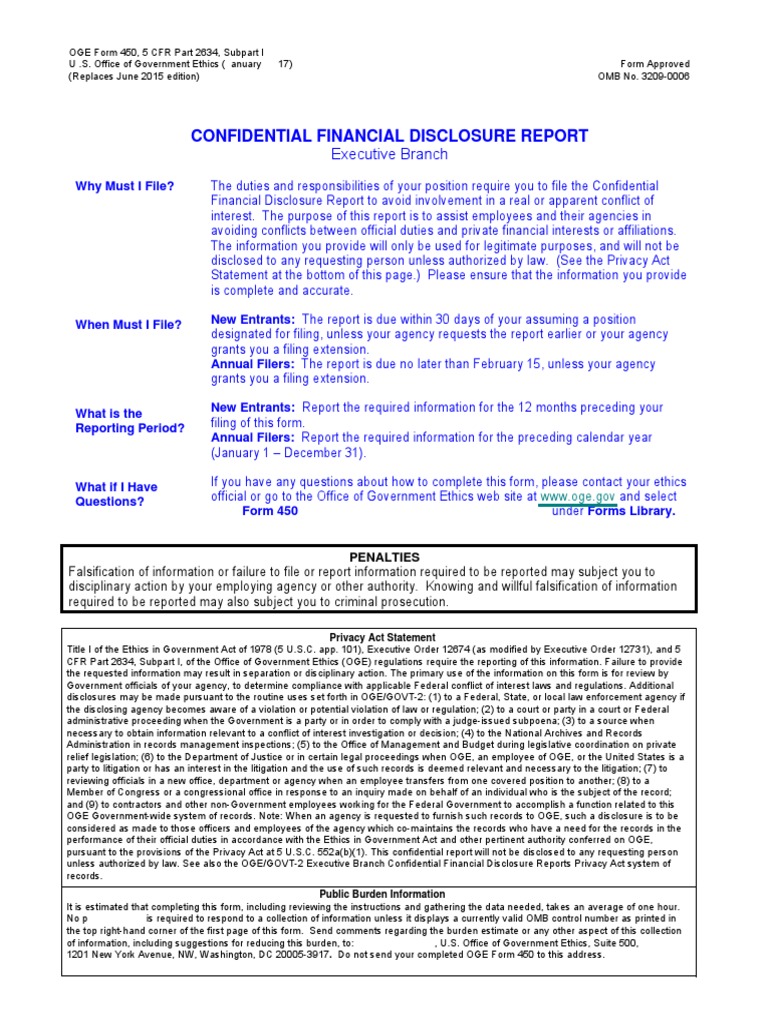Oge450 (Jan2017) (Fillable) | PDF | Mutual Funds | Pension