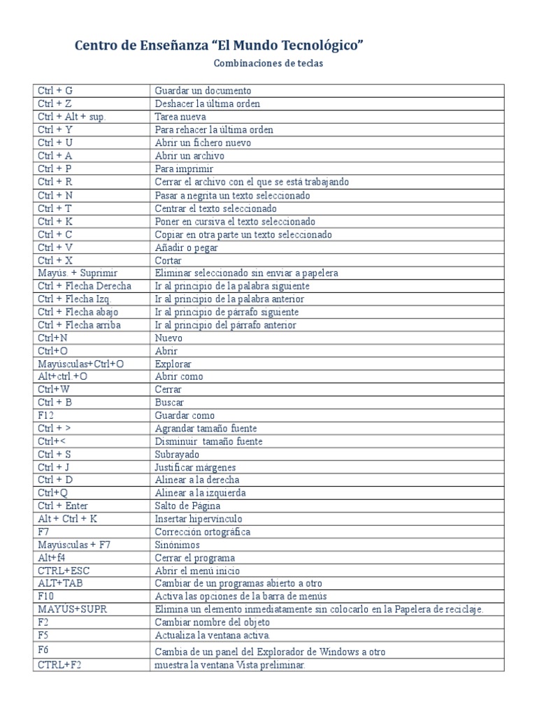 Combinacion de Teclas Autoguardado | PDF