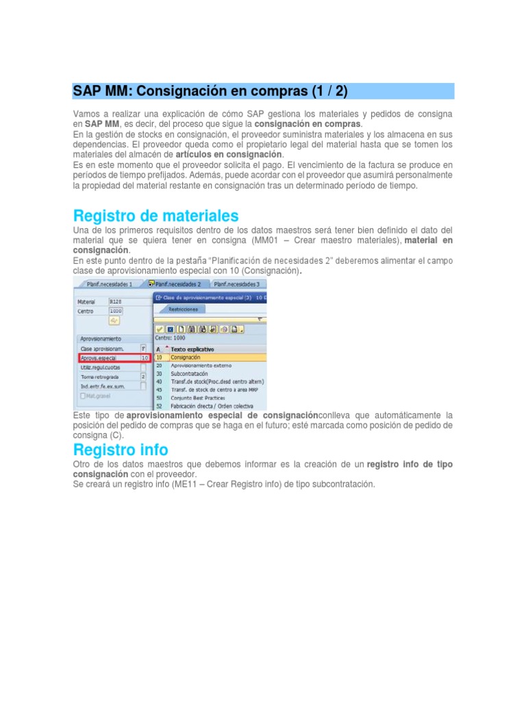 Gestión de Material en Consigna en SAP MM | PDF | Obtención | Business