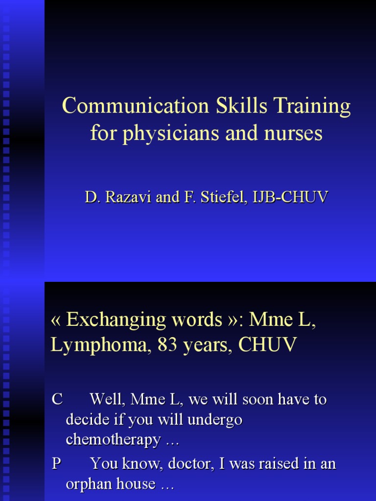Communication Skills Training | PDF | Communication | Clinical Medicine