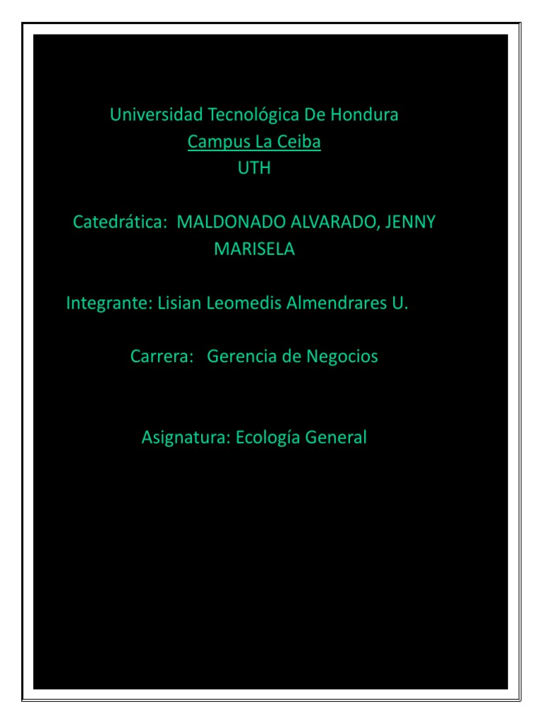 Ecologia General | PDF | Mangle | Honduras