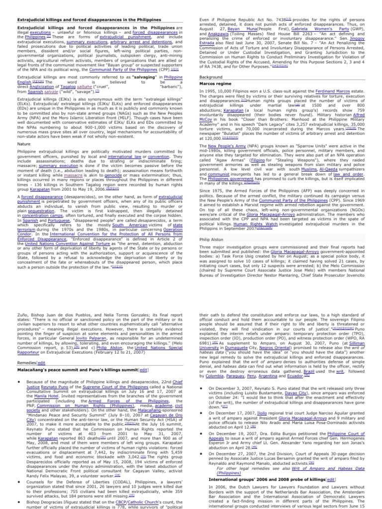 Salbahe Salvaje: Extrajudicial Killings and Forced Disappearances in ...