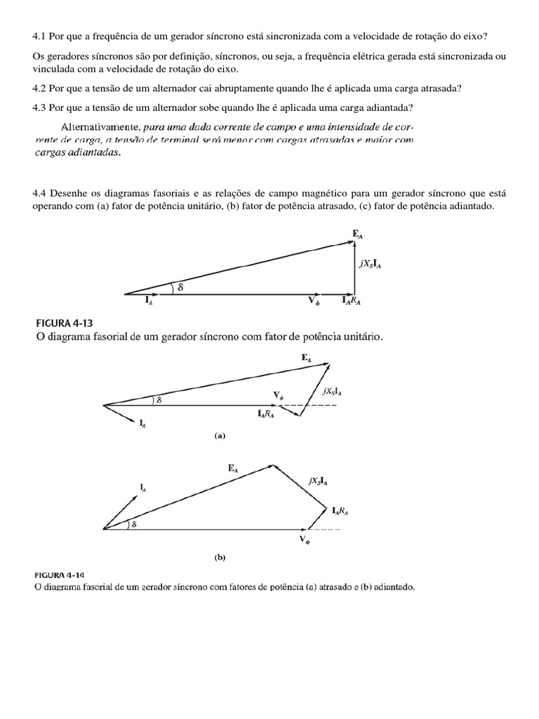 Exercicios CAP 4 - Geradores Sincronos | PDF